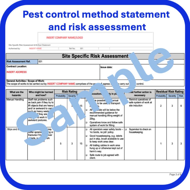 Pest Control Method Statement - Seguro Health and Safety