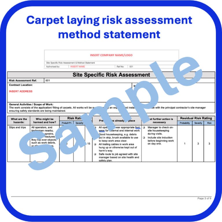 Carpet Laying Risk Assessment Method Statement - Seguro H&S