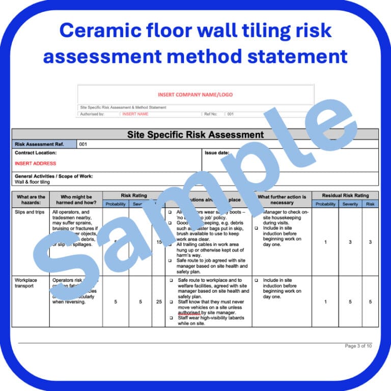 Ceramic Floor Wall Tiling Risk Assessment Method Statement