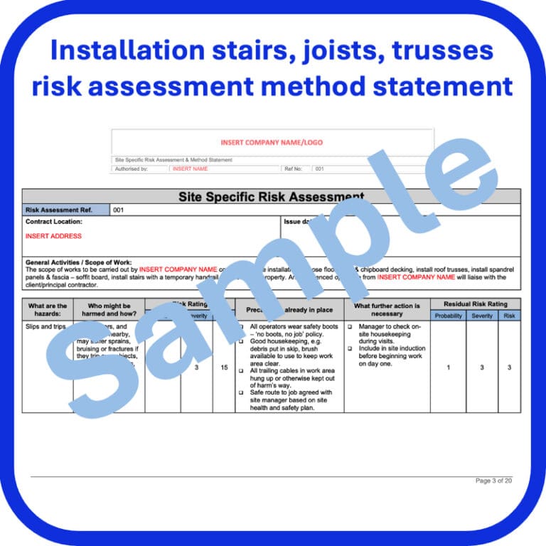 Stairs Joists Trusses Risk Assessment - Seguro H&S