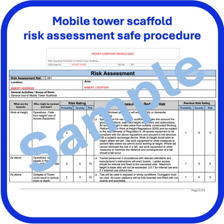 Mobile Tower Scaffold Safe Operating Procedure - Seguro H&S