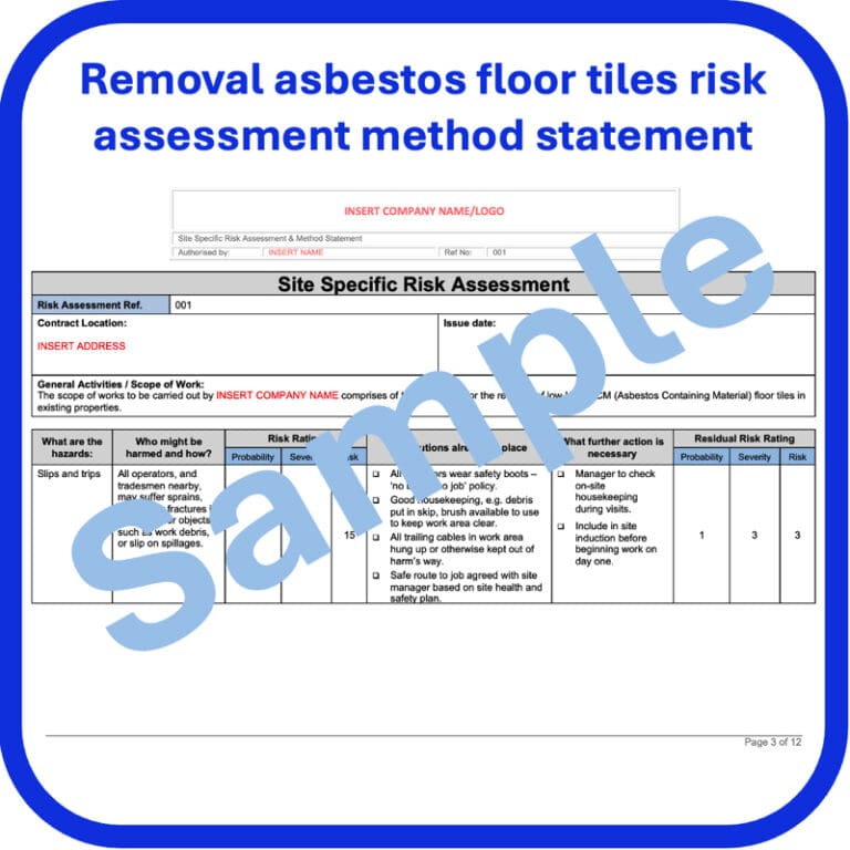 Removal asbestos floor tiles risk assessment - Seguro H&S