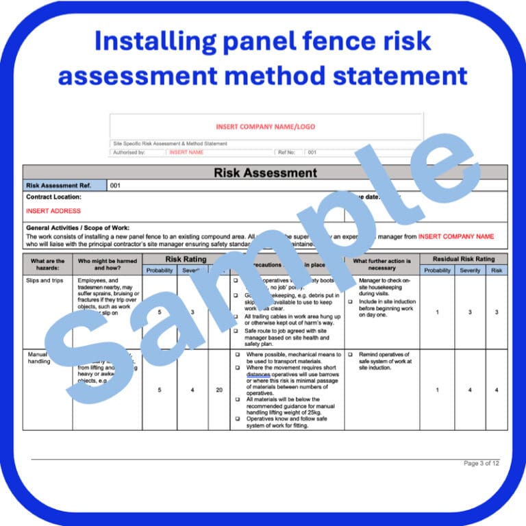 Installing Panel Fence Risk Assessment | Seguro H&S