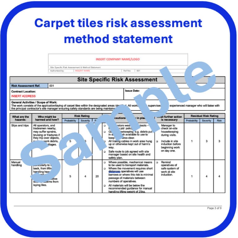 Carpet Tiles Risk Assessment Method Statement - Seguro H&S