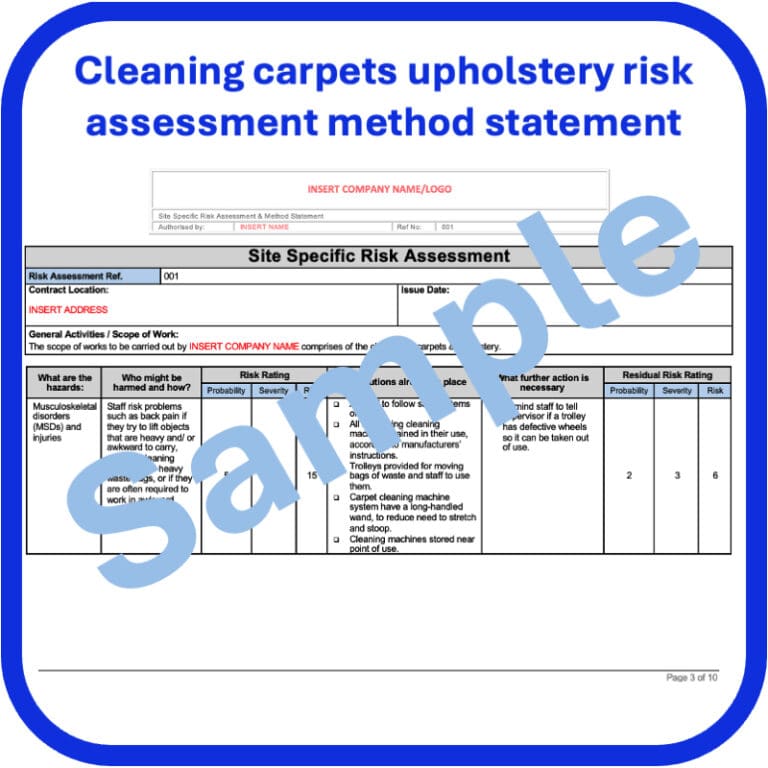 Cleaning Carpets Upholstery Risk Assessment - Seguro H&S