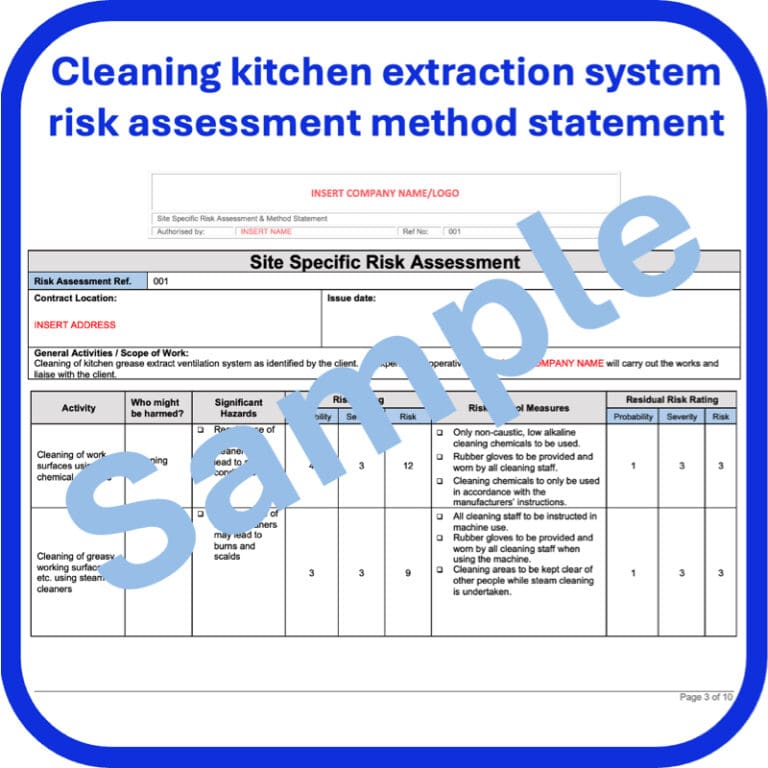 Cleaning Kitchen Extraction System Risk Assessment - Seguro H&S