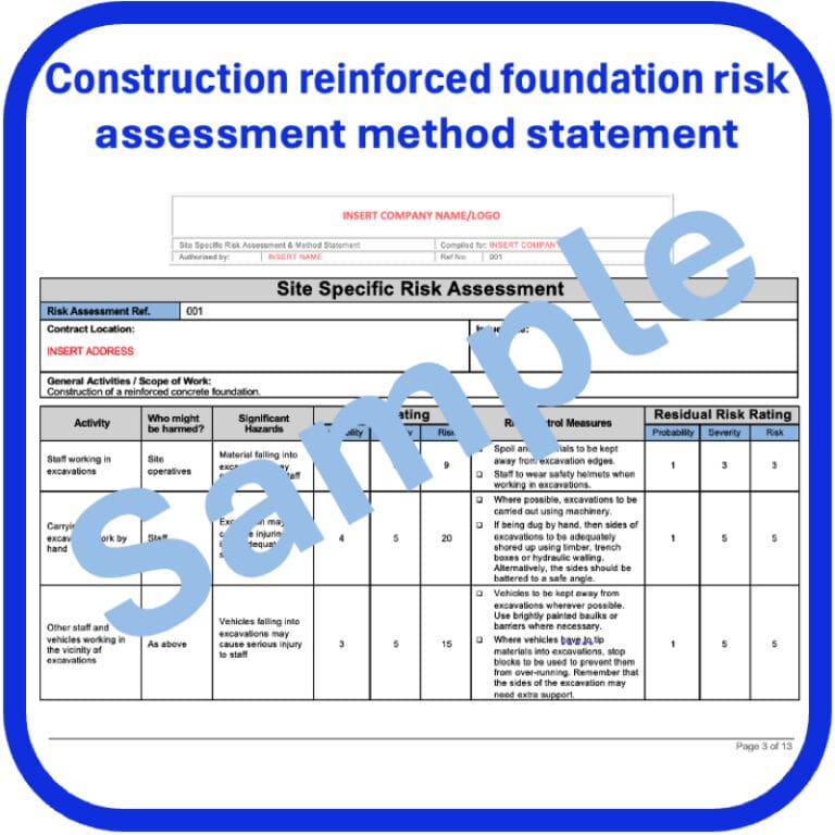 Construction Reinforced Concrete Foundation Risk Assessment
