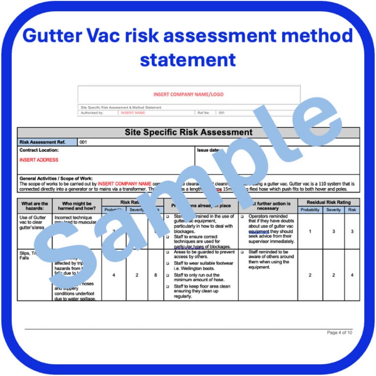 Gutter Vac Risk Assessment Method Statement - Seguro H&S