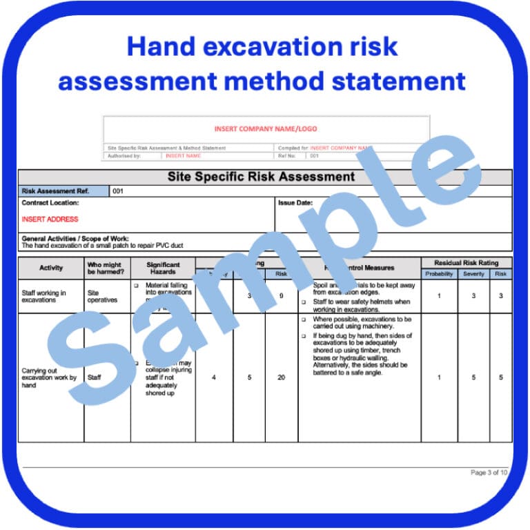 Hand Excavation Risk Assessment Method Statement - Seguro H&S