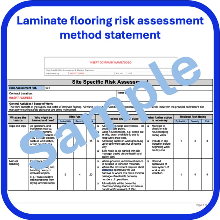 Laminate Flooring Risk Assessment Method Statement - Seguro
