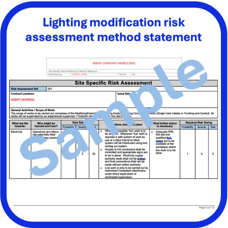 Lighting Modification Risk Assessment Method Statement - Seguro