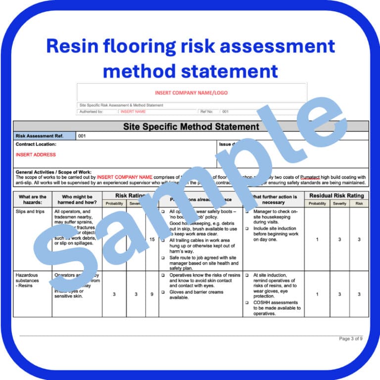 Resin Flooring Risk Assessment Method Statement - Seguro H&S
