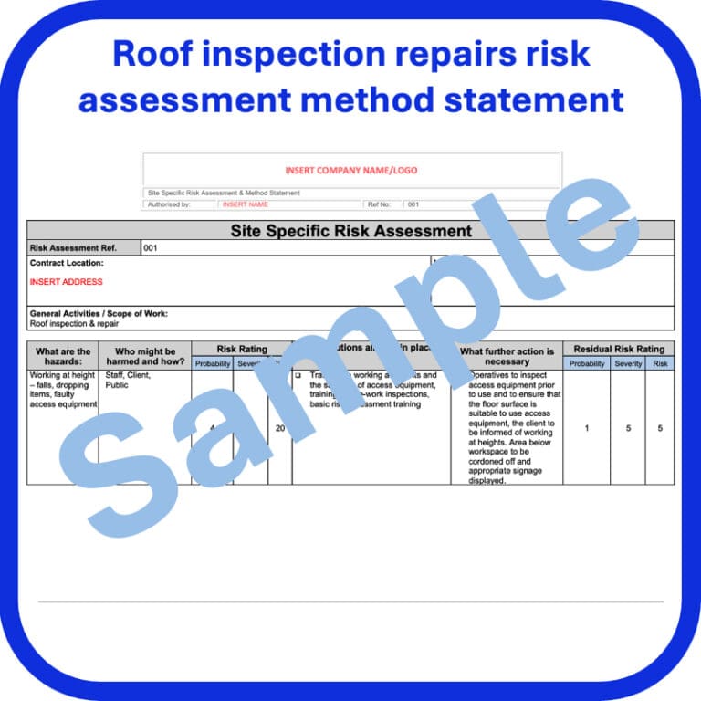 Roof Inspection Repairs Risk Assessment - Seguro H&S