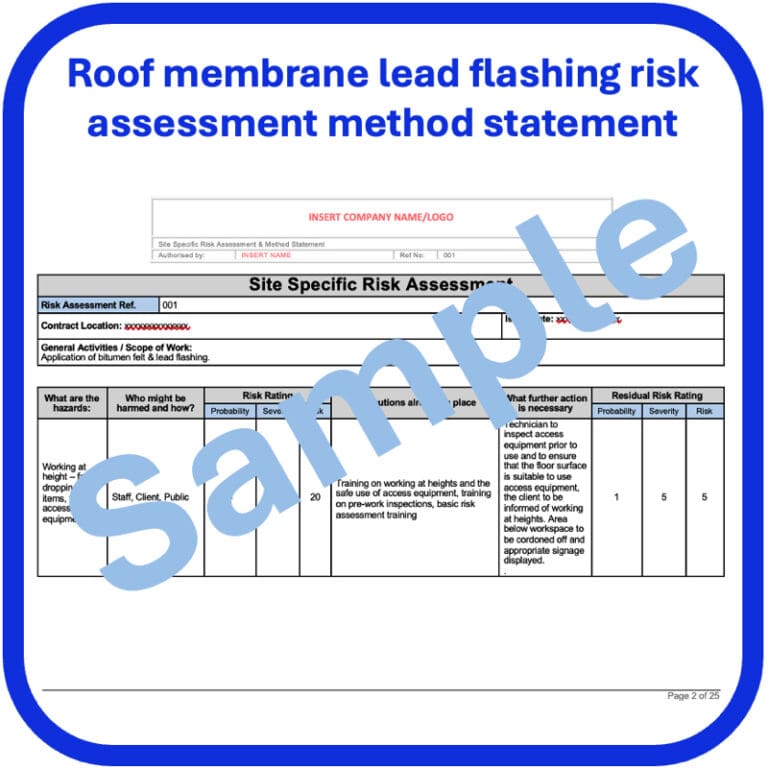Roofing Membrane Lead Flashings Risk Assessment - Seguro H&S