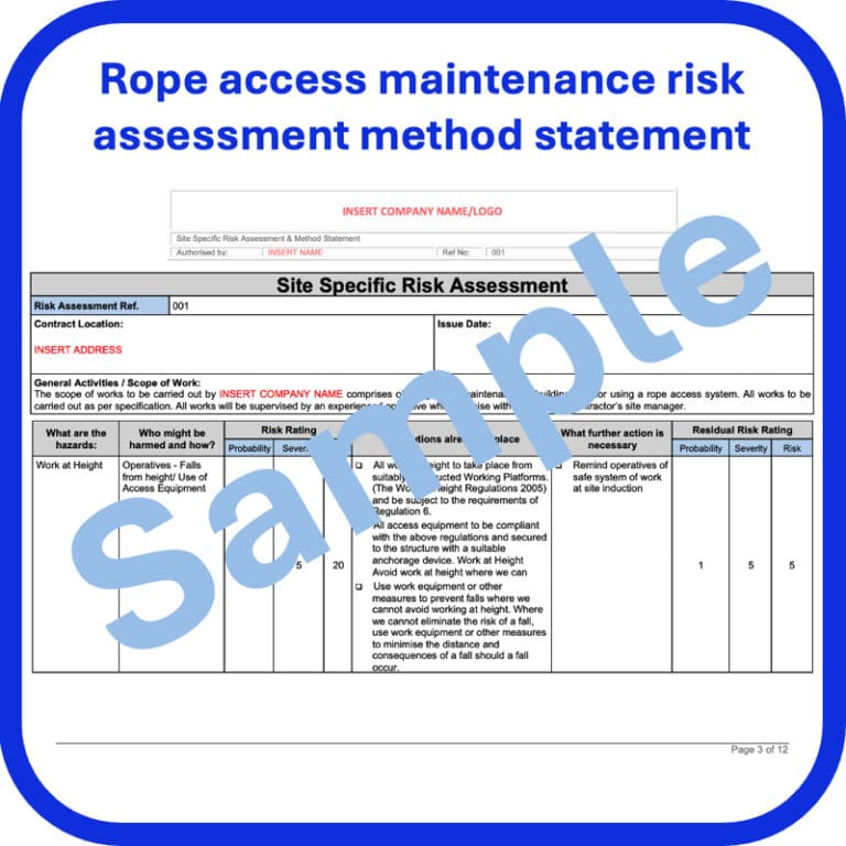 Rope Access Maintenance Risk Assessment - Seguro H&S