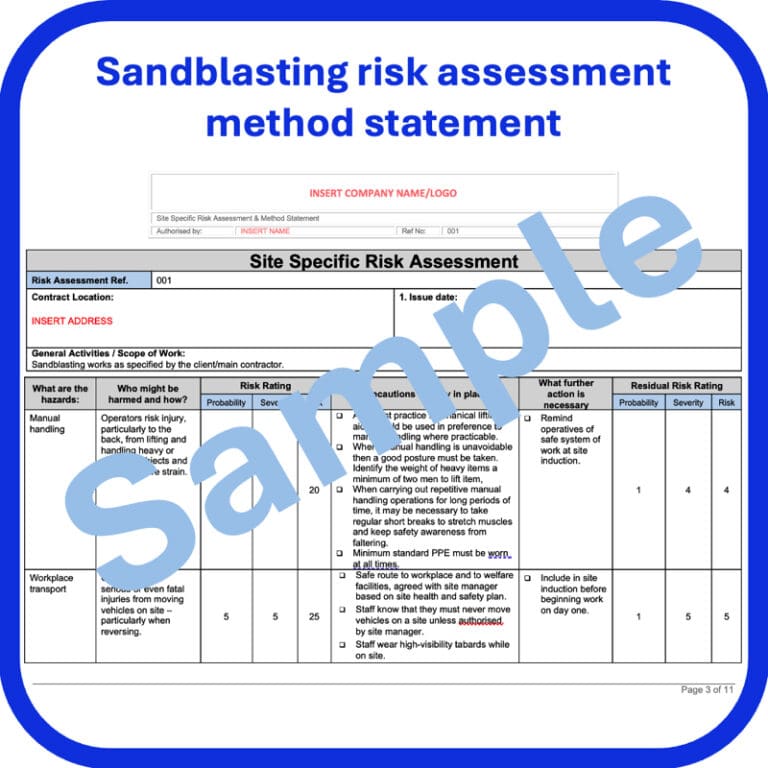Sandblasting Risk Assessment Method Statement - Seguro H&S
