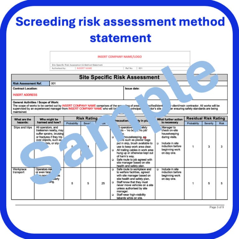 Screeding Risk Assessment Method Statement - Seguro H&S