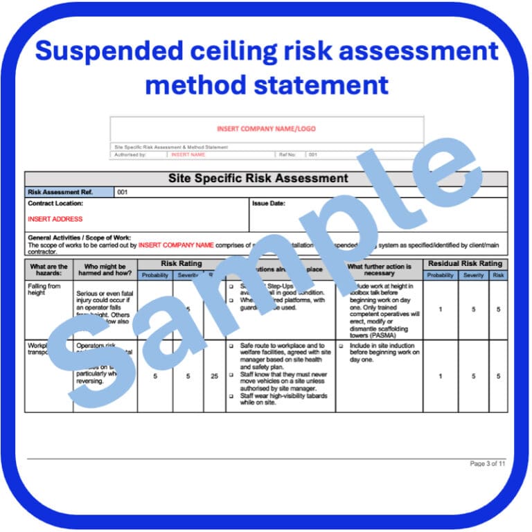 Suspended Ceiling Risk Assessment Method Statement - Seguro