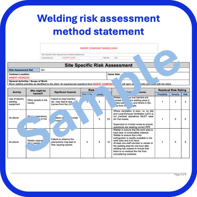 Welding Risk Assessment Method Statement - Seguro H&S