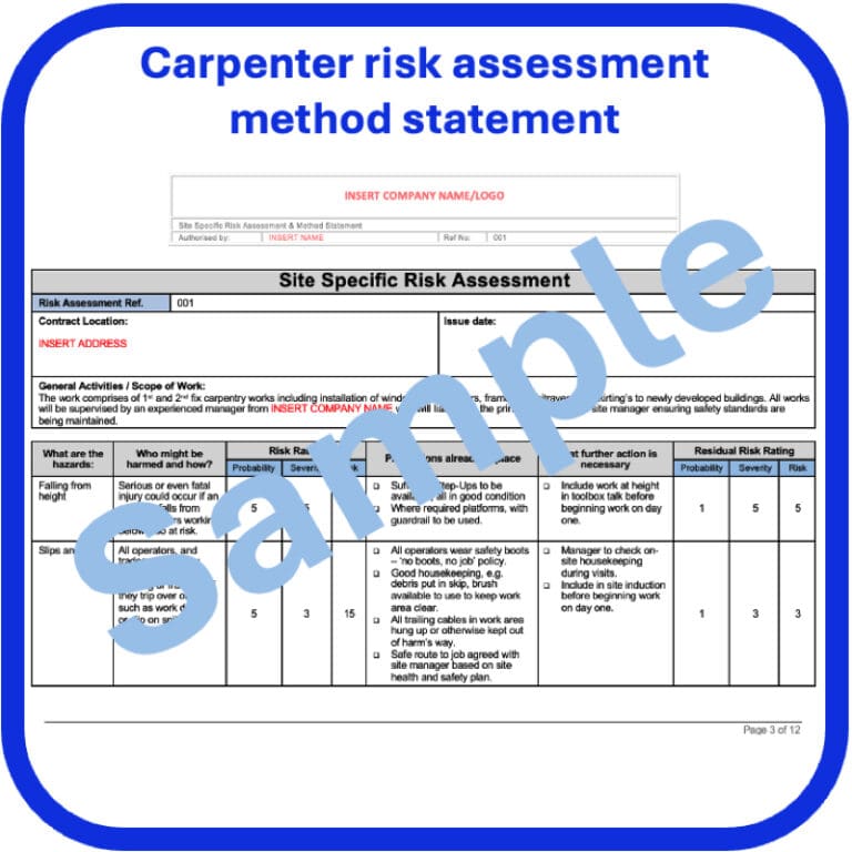 Carpentry Risk Assessment Method Statement - Seguro H&S