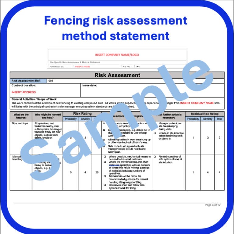 Fencing Risk Assessment Method Statement Seguro H&S