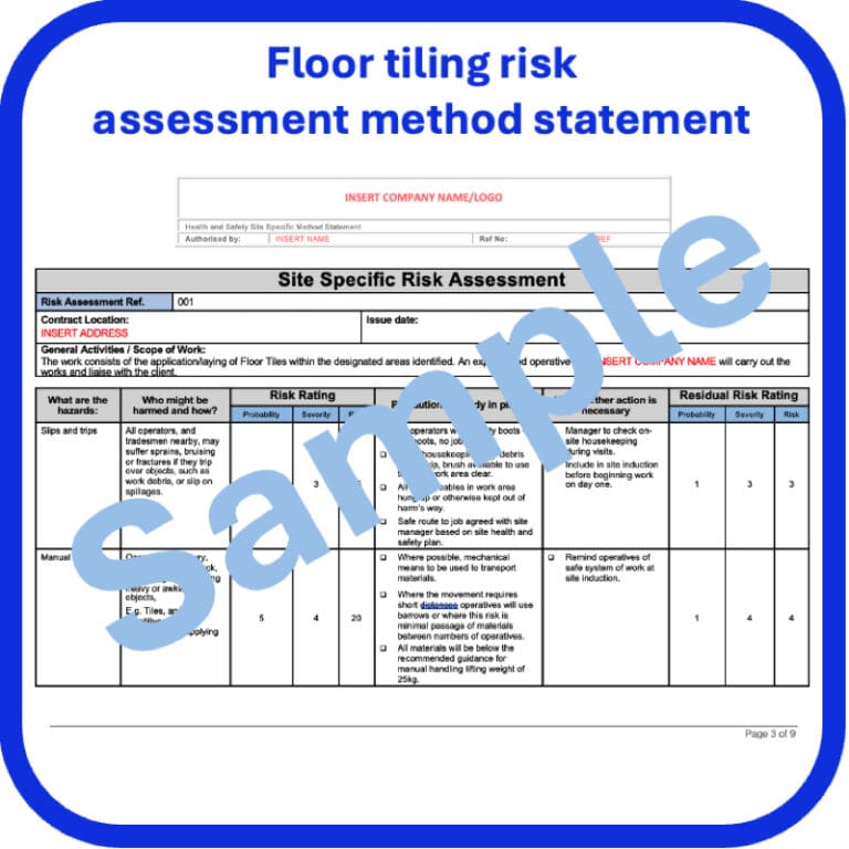 Plastering Risk Assessment Method Statement - Seguro H&S