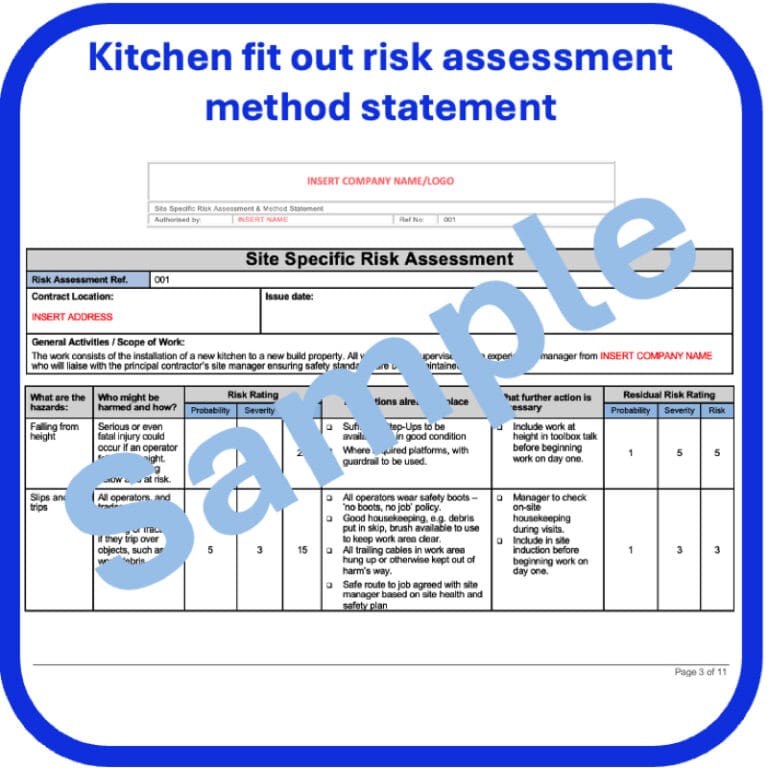 Kitchen Fit Out Risk Assessment Method Statement - Seguro H&S
